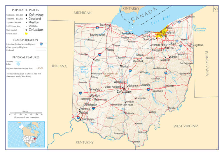 Large Detailed Map Of Ohio State Ohio State Large Detailed Map | Maps ...