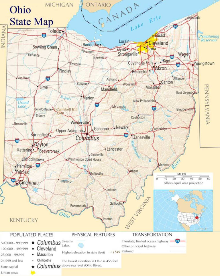 Ohio State Map A Large Detailed Map Of Ohio State USA | Maps Of Ohio