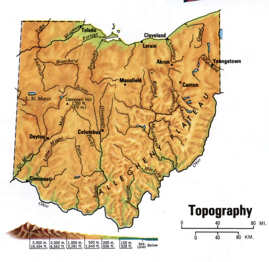 Ohio Topographic Map Free Large Topographical Map Of Ohio Topo | Maps ...