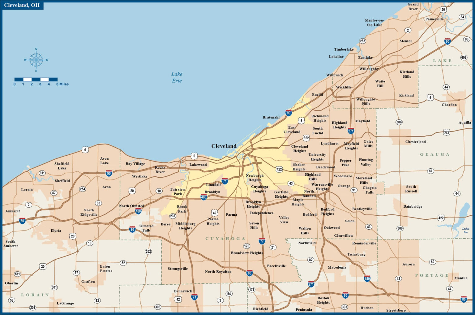 Free Map Of Cleveland Ohio | Maps Of Ohio