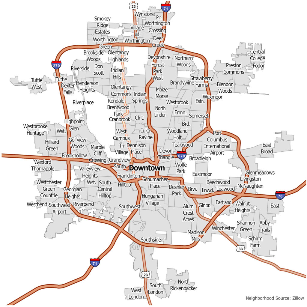 Columbus Neighborhood Map (Ohio) - Gis Geography Throughout Map Of ...