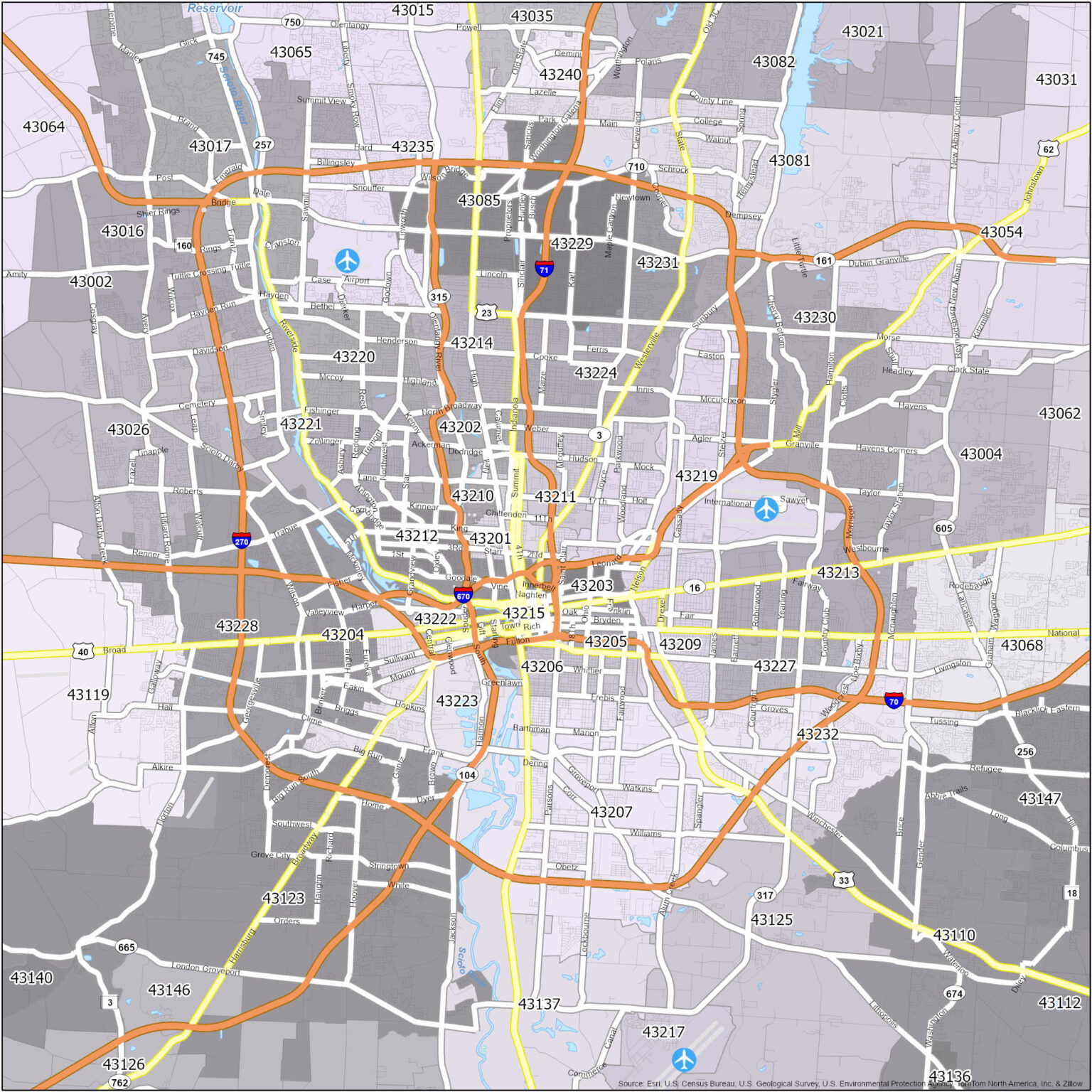 Map Of Columbus Ohio Zip Codes | Maps Of Ohio