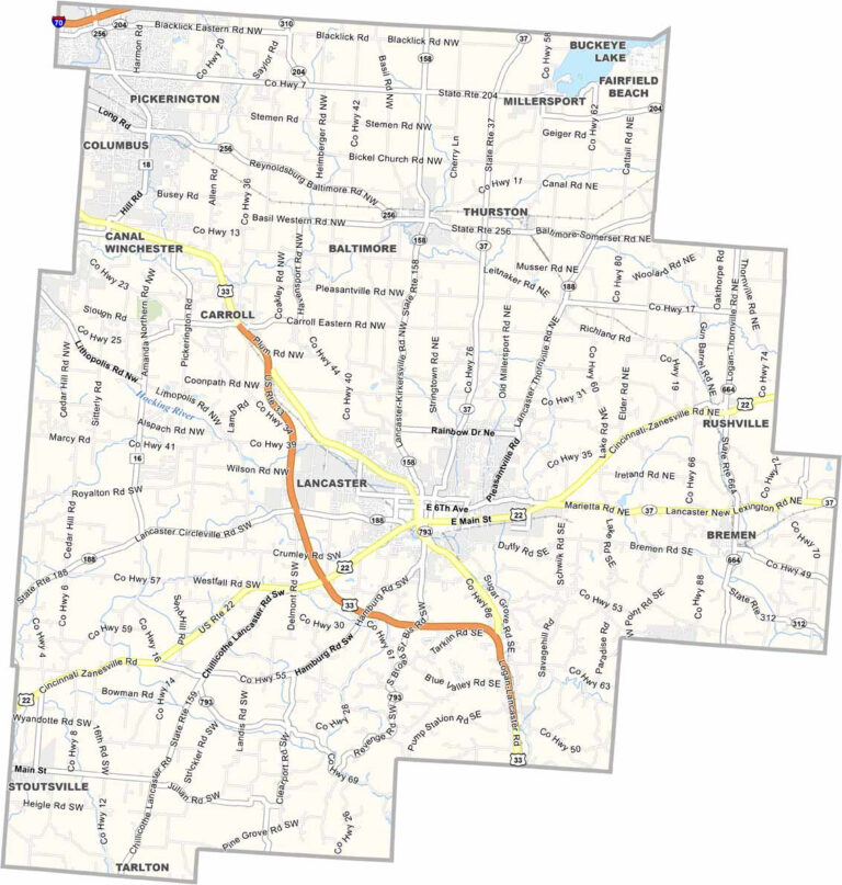 Street Map Of Lancaster Ohio | Maps Of Ohio