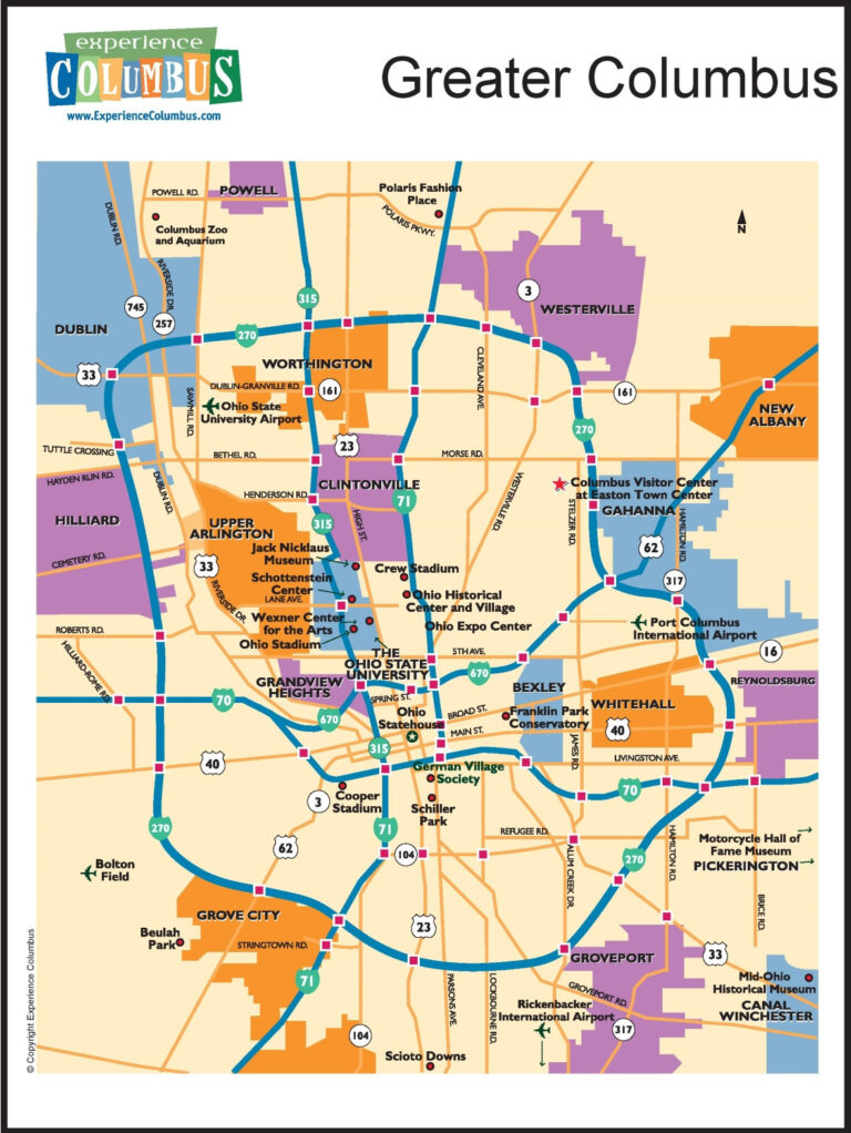 Map Of Columbus Ohio And Surrounding Cities | Maps Of Ohio