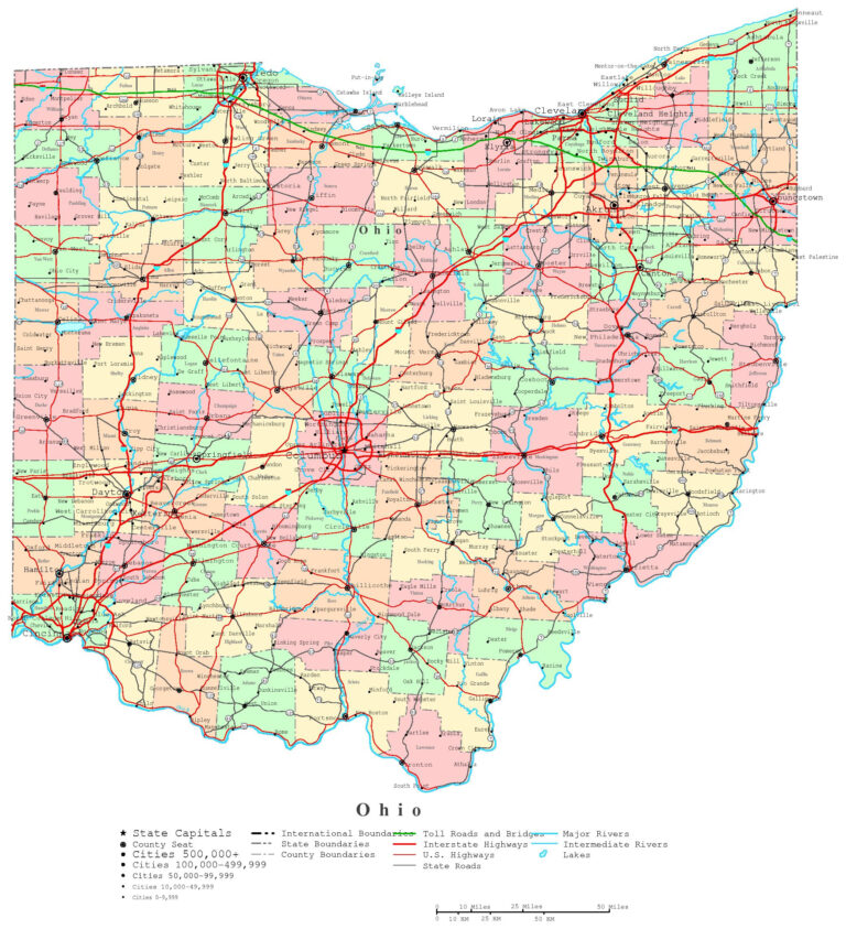Map Of Ohio And Surrounding States With Cities | Maps Of Ohio