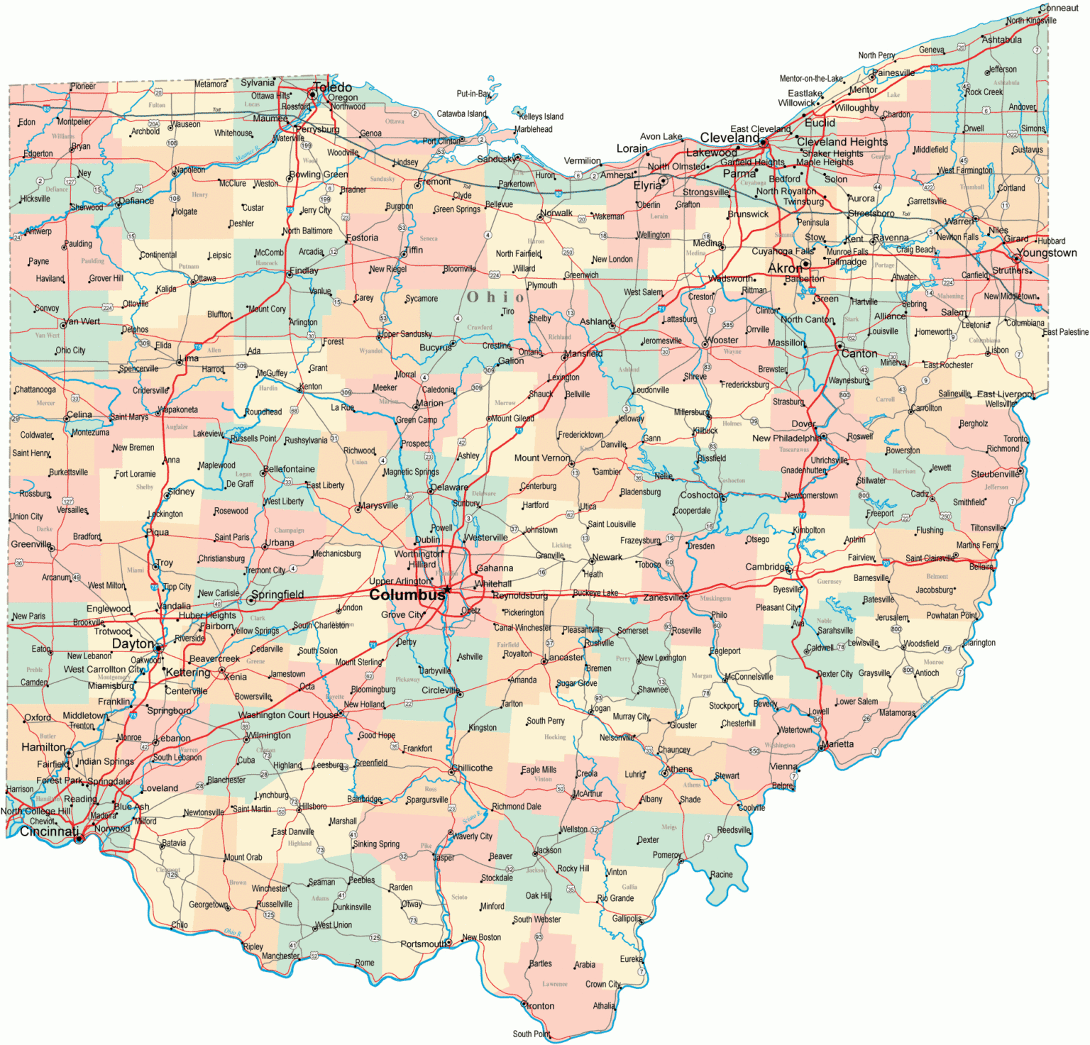 Road Map Of Central Ohio | Maps Of Ohio