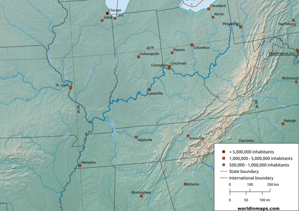 Location Of Ohio River On Map | Maps Of Ohio