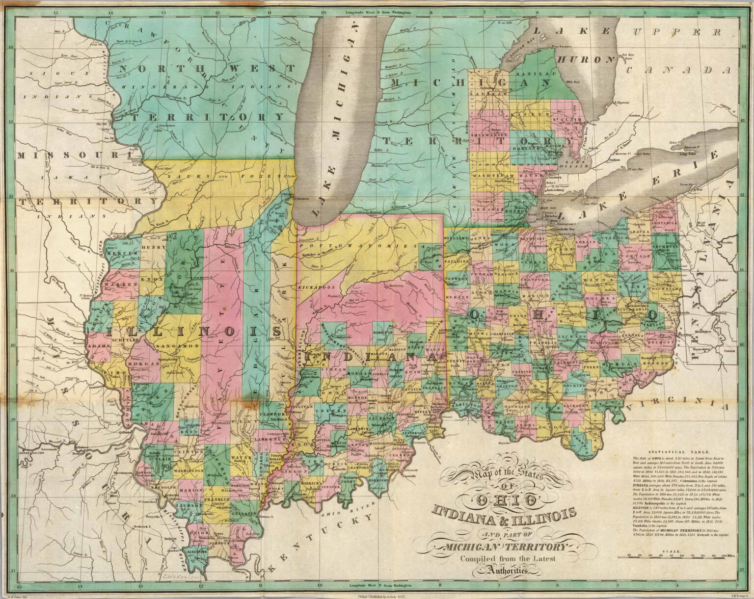 Map Of Ohio Counties In 1850 | Maps Of Ohio