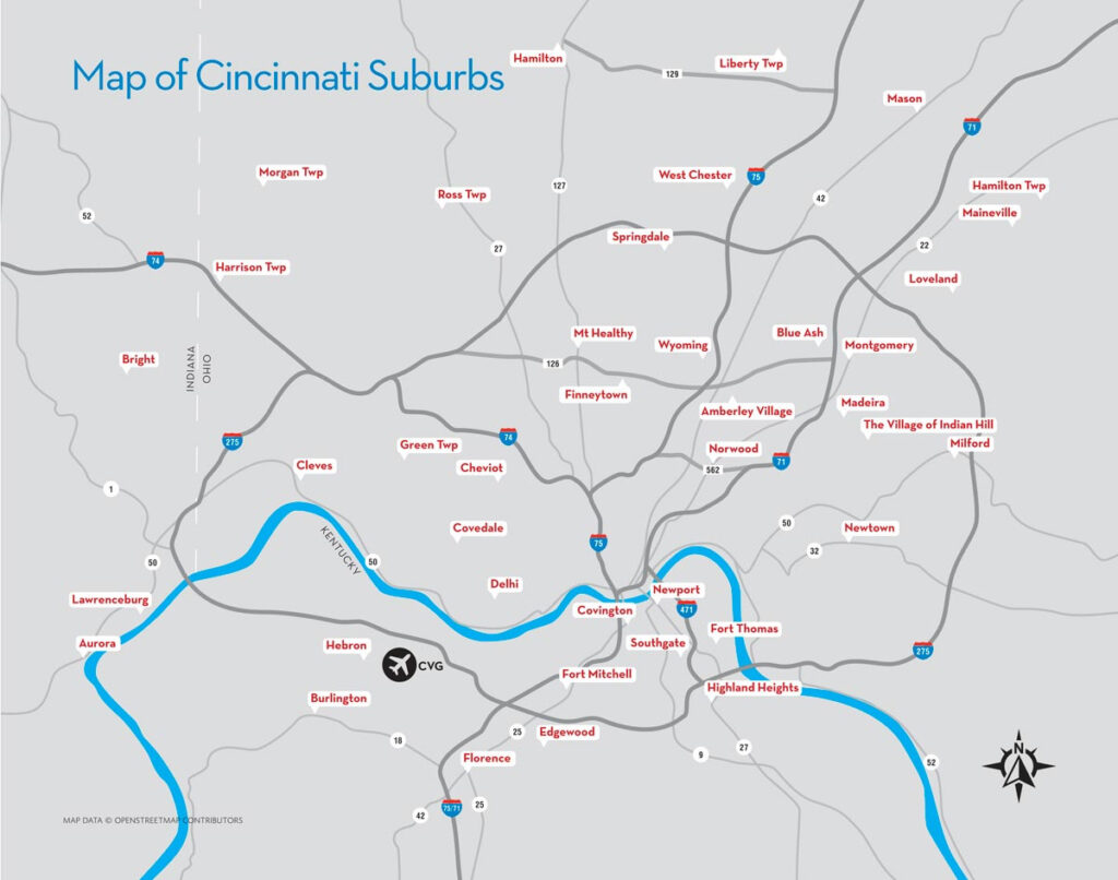 Map Of Cincinnati Ohio Suburbs | Maps Of Ohio